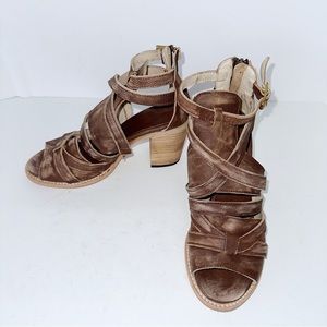Freebird by Steven | Shoes | New Freebird Claw Distressed Brown Leather Strappy Heel Gladiator ...